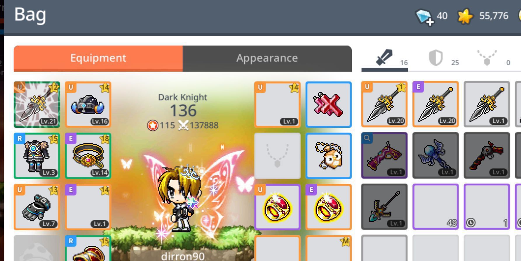 Maplestory M account level 136 ($150) (4 legendary items), Video Gaming ...