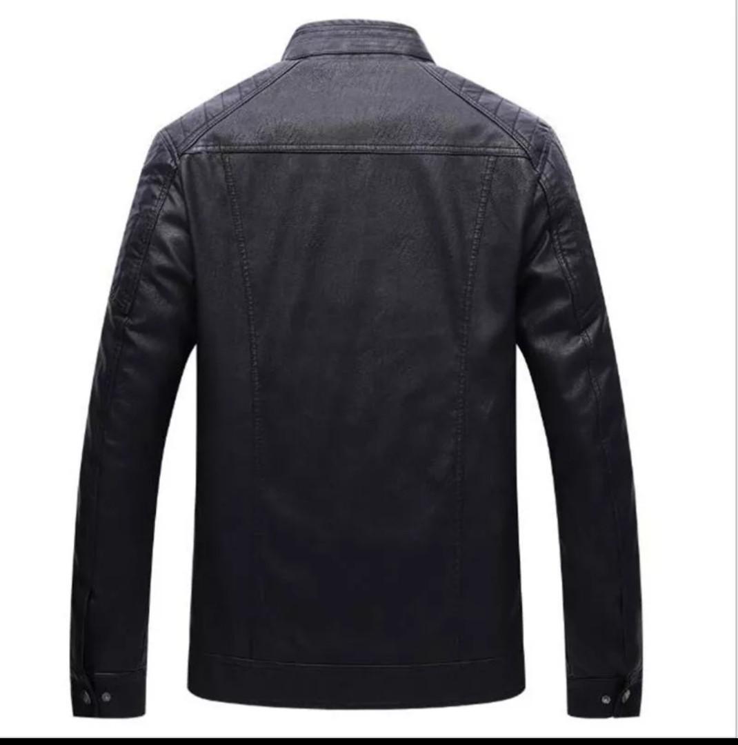Men leather Jacket pu biker leather brown black blue jacket with Inner ...