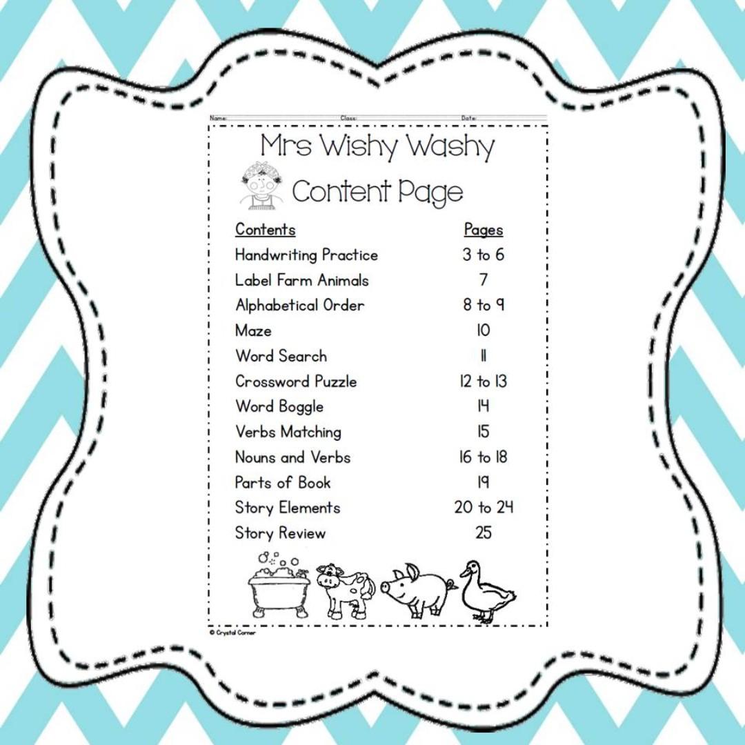 Mrs Wishy Washy Worksheet, Hobbies & Toys, Books & Magazines ...