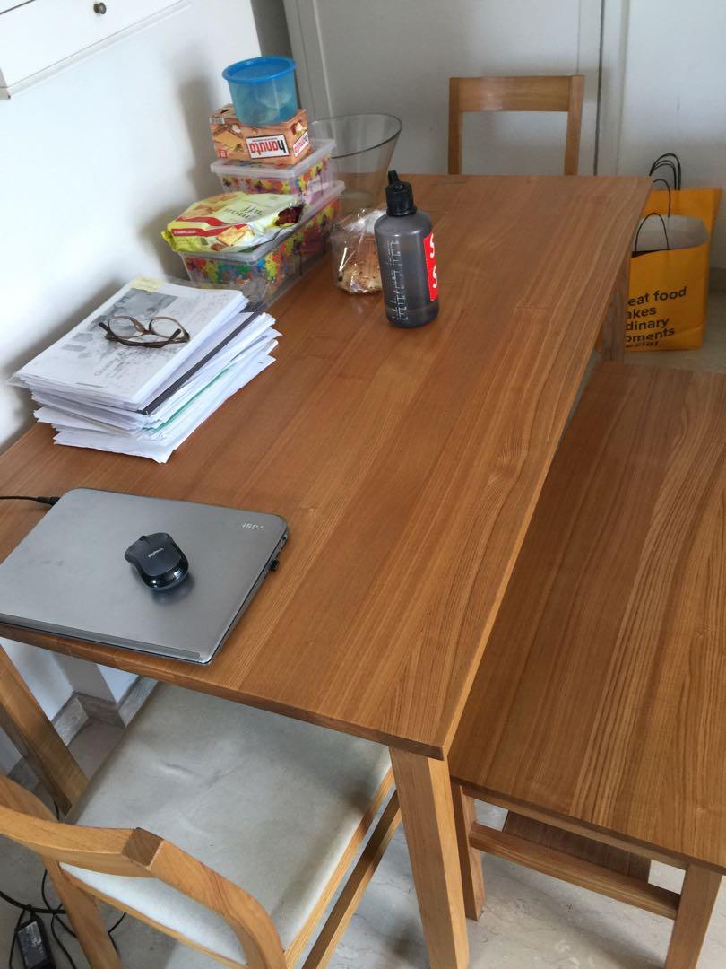 Muji - long table come with (3 chairs), Furniture & Home Living ...