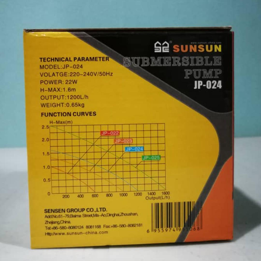 SunSun Aquarium Fish Submersible Pump 22W 1200L/H JP-024 [JP024], Pet Supplies, Homes & Other ...