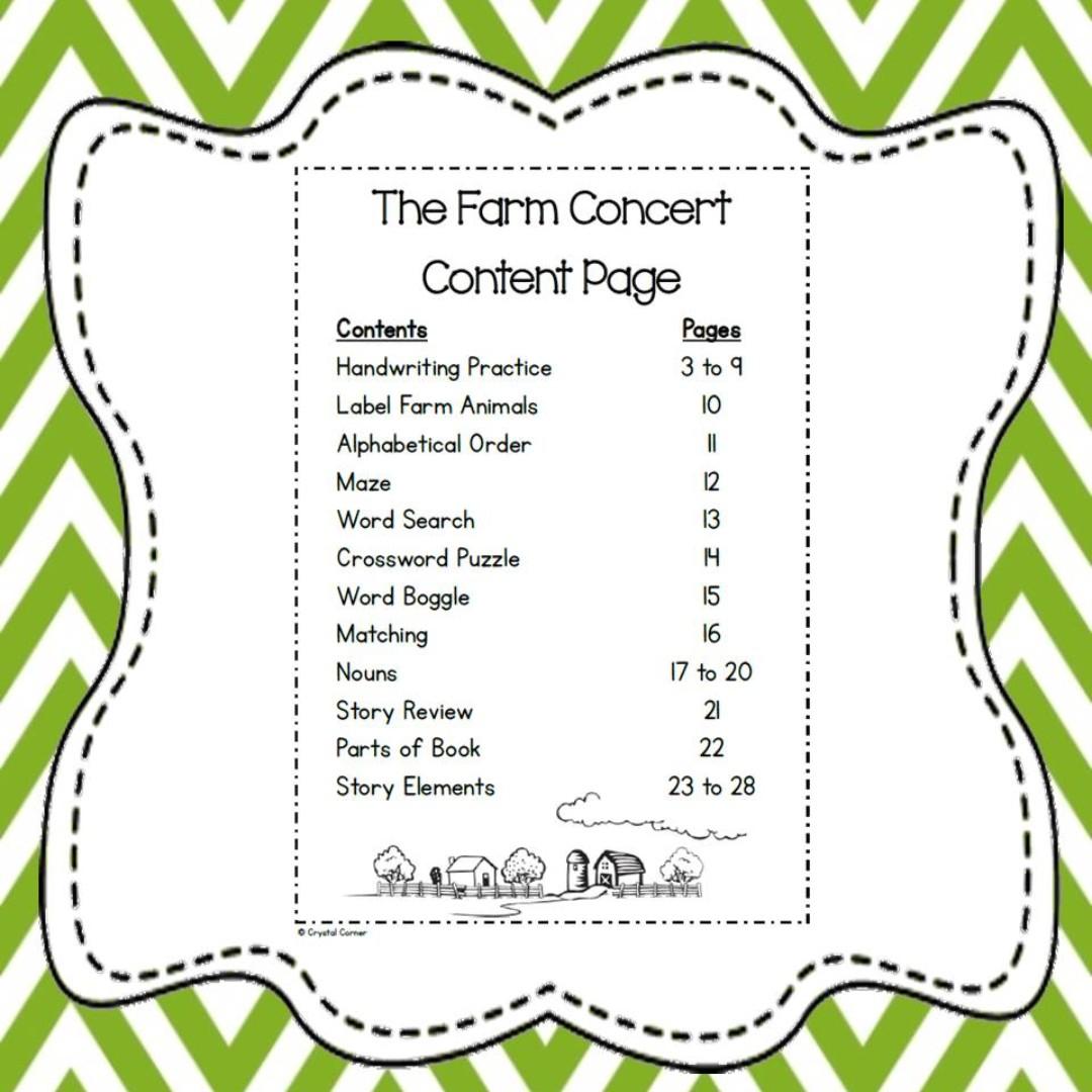 The Farm Concert Worksheet, Hobbies & Toys, Books & Magazines, Fiction ...