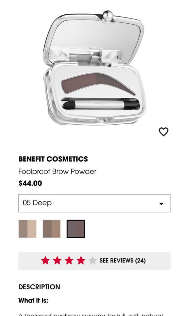 Benefit Foolproof Eyebrow Powder, Beauty & Personal Care, Face, Makeup ...