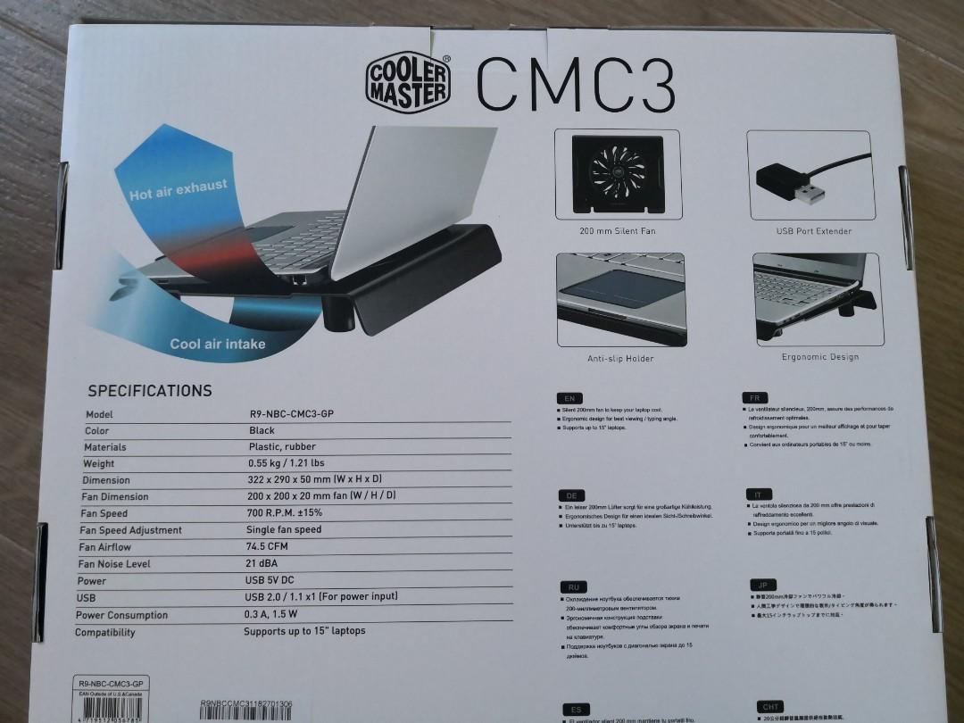 Cooler master laptop cooling pad CMC3 23cm big fan, Computers & Tech ...
