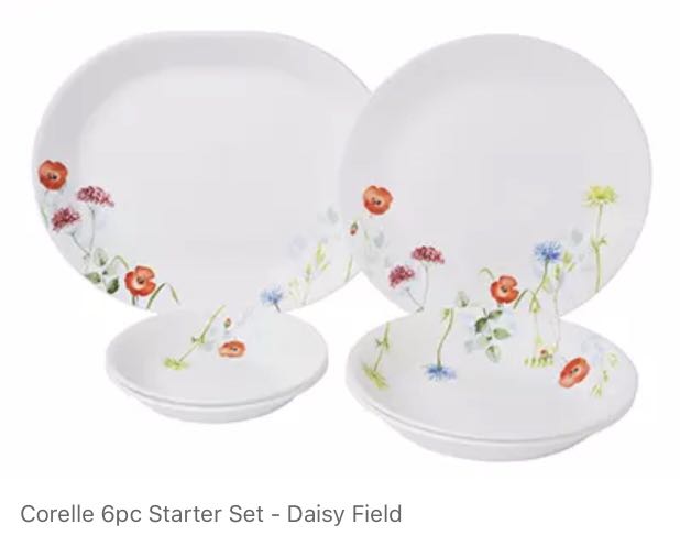 Corelle Daisy Field 6 piece set, Furniture & Home Living, Kitchenware ...
