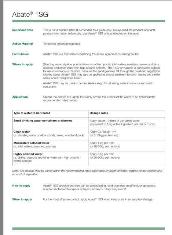 NEW! Abate 1g (Mosquito Lavicide Granules) for Water Tank, Fish Tank ...