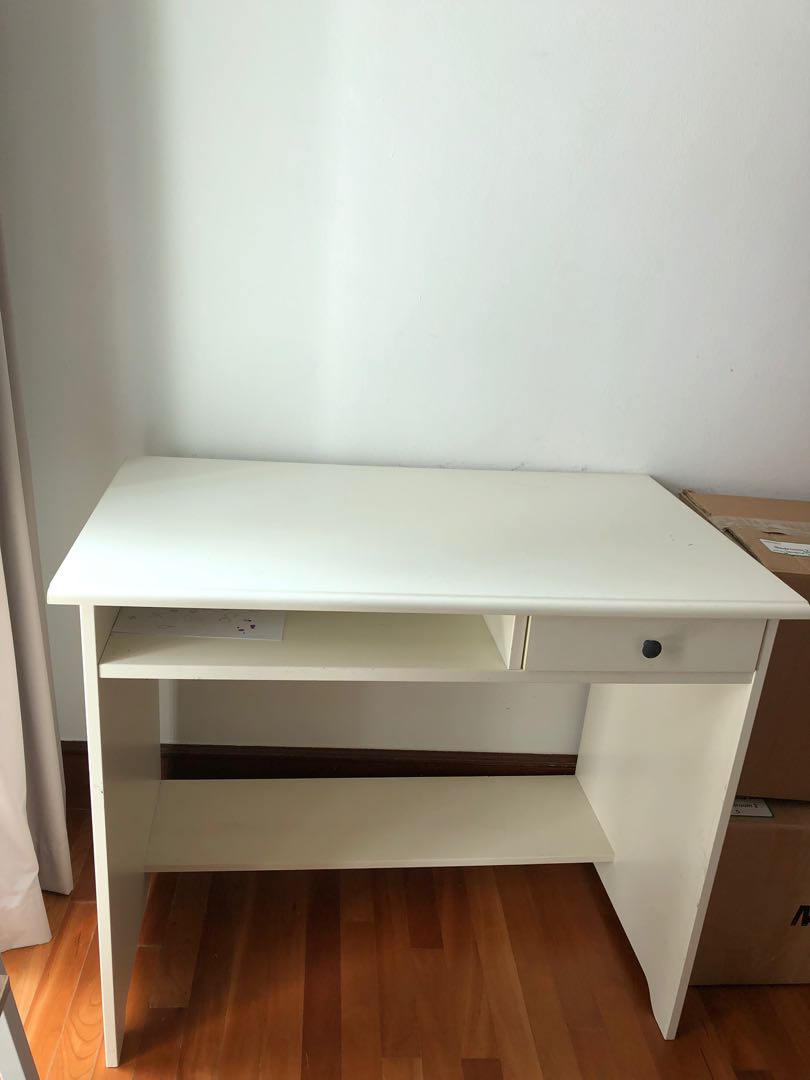 White IKEA Study Table, Furniture & Home Living, Furniture, Tables ...