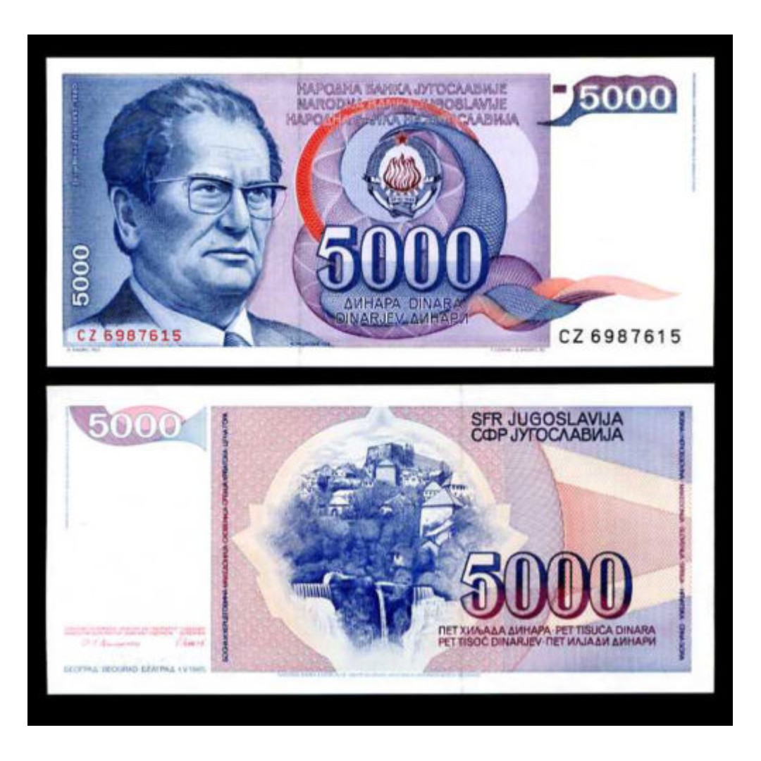YUGOSLAVIA 5000 DINARA 1985 P 93 UNC, Hobbies & Toys, Collectibles ...