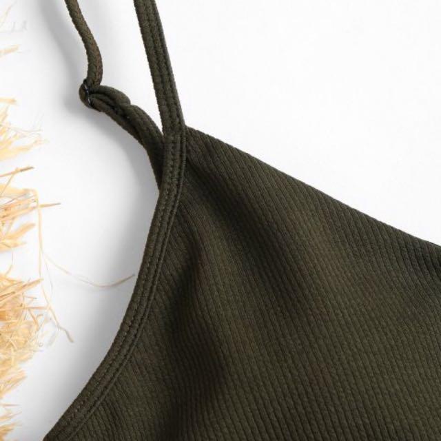 Forest Green High Cut Backless One Piece Swimsuit, Women's Fashion ...