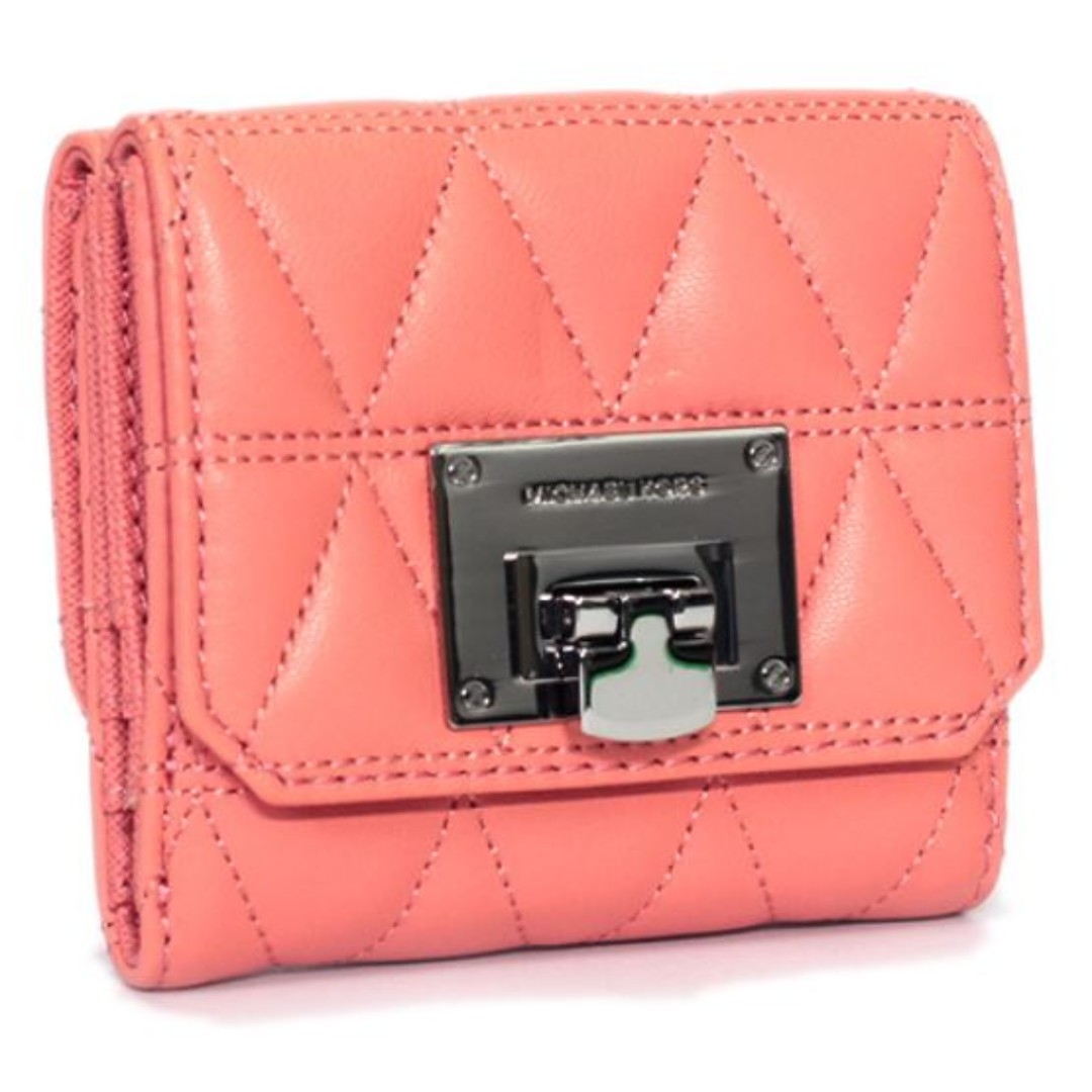 Michael Kors trifold coin case wallet (peach), Women's Fashion, Bags ...