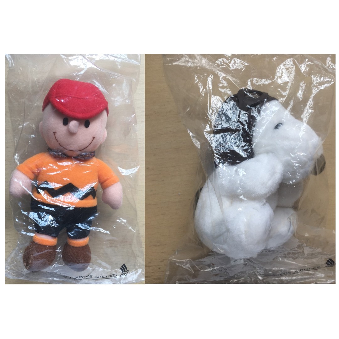 Peanuts Charlie Brown and Pilot Snoopy Soft Toy by Singapore Airlines - New and Sealed, Hobbies ...
