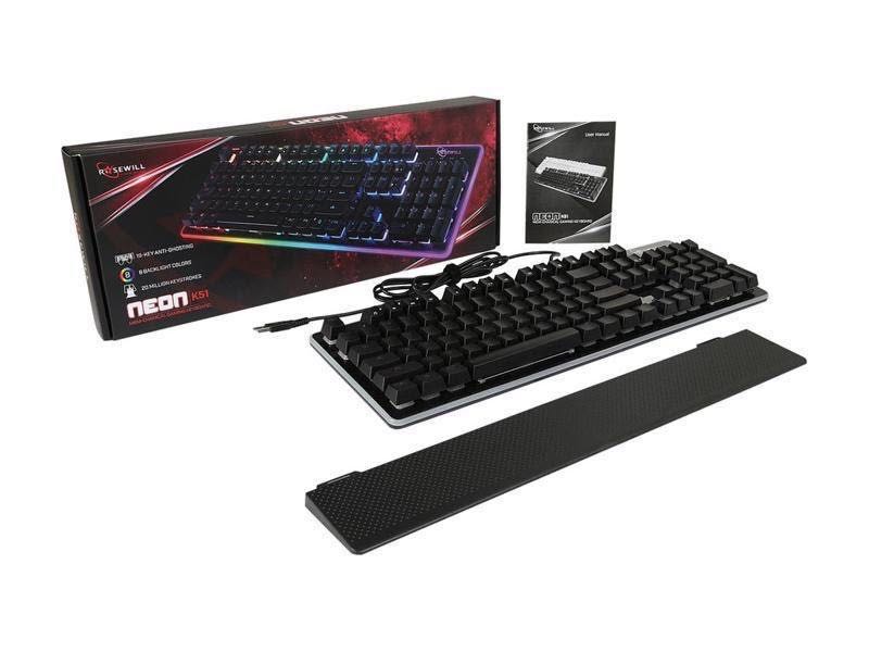 ROSEWILL NEON K51 - Hybrid Mechanical RGB Gaming Keyboard / Multicolor ...