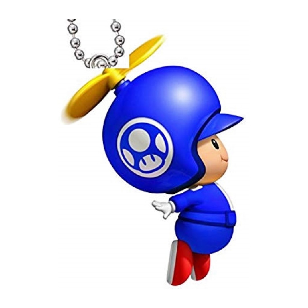 Super Mario Bros.Wii Keychain Figure ~ Propeller Blue Toad by Takara ...