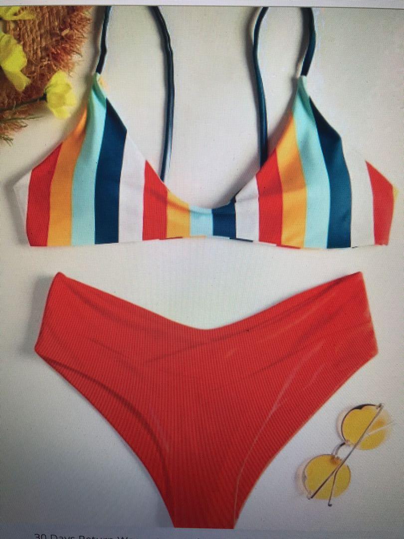 Brand New Striped High Leg Cami Bikini Womens Fashion Swimwear