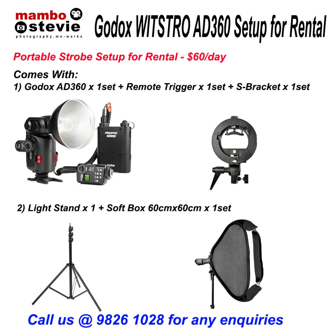 Godox AD360 portable studio setup for rental, Photography, Photography ...