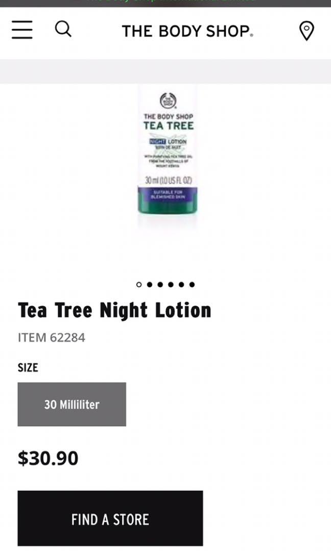 The Body Shop TBS Tea Tree Night Lotion (Moisturizer Anti Acne Blemish ...