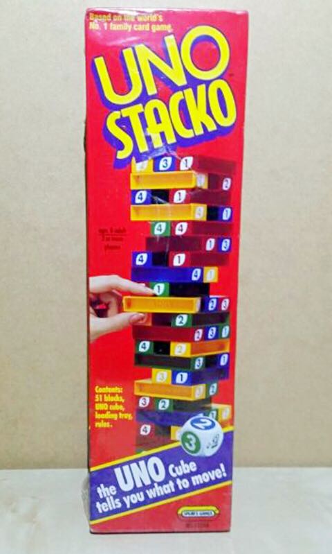 UNO Stacko Jenga Style Party Board Game Puzzle Dice Tower Spears Games ...