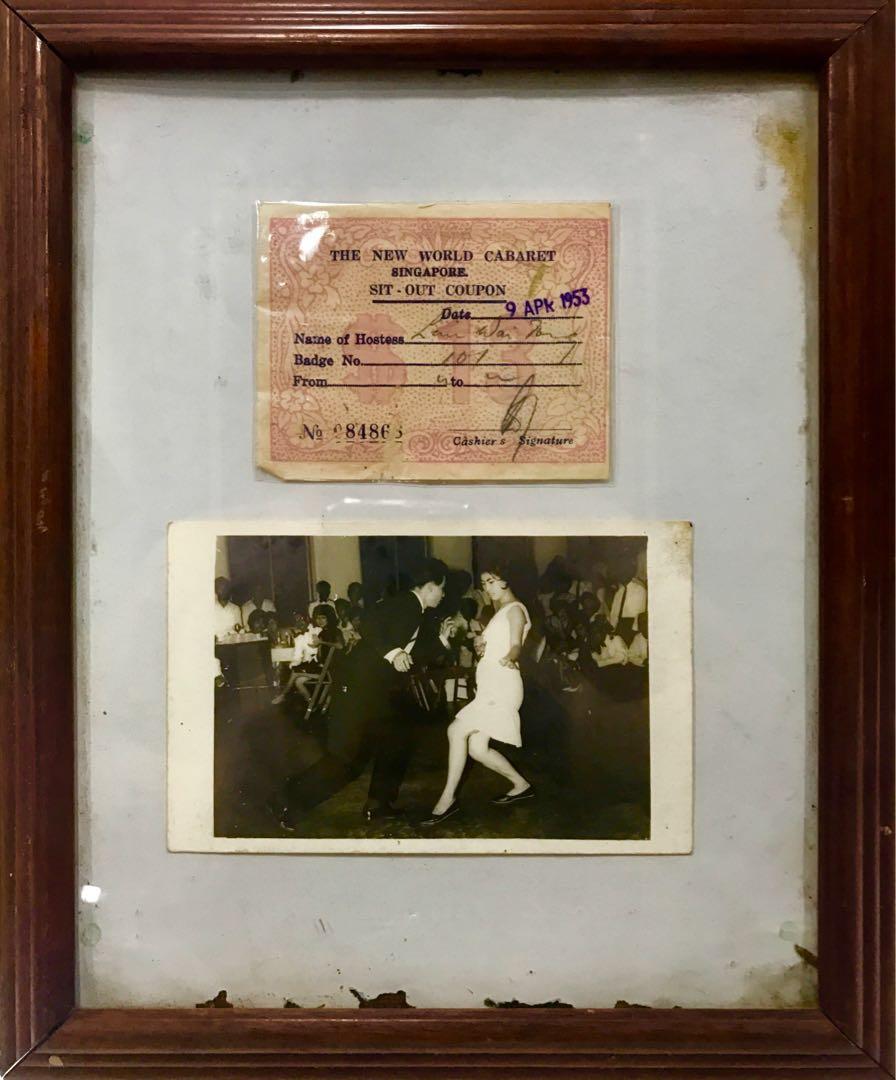 Vintage 1950s New World Cabaret Singapore Ticket & Framed Photo ...