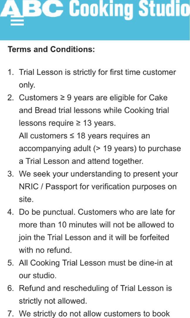 ABC cooking studio baking lesson trial, Furniture & Home Living ...