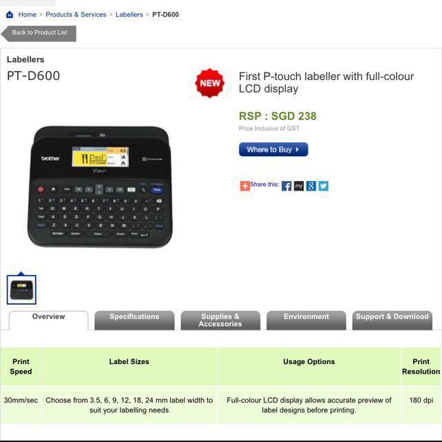 Brother printer PT-D600 PC-Connectable P-touch Label Maker with Color Display, Computers & Tech ...