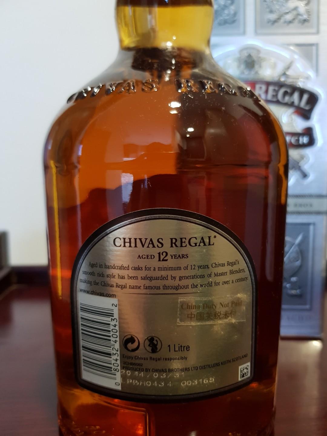 Chivas 12 Yrs 1 litre, Food & Drinks, Alcoholic Beverages on Carousell