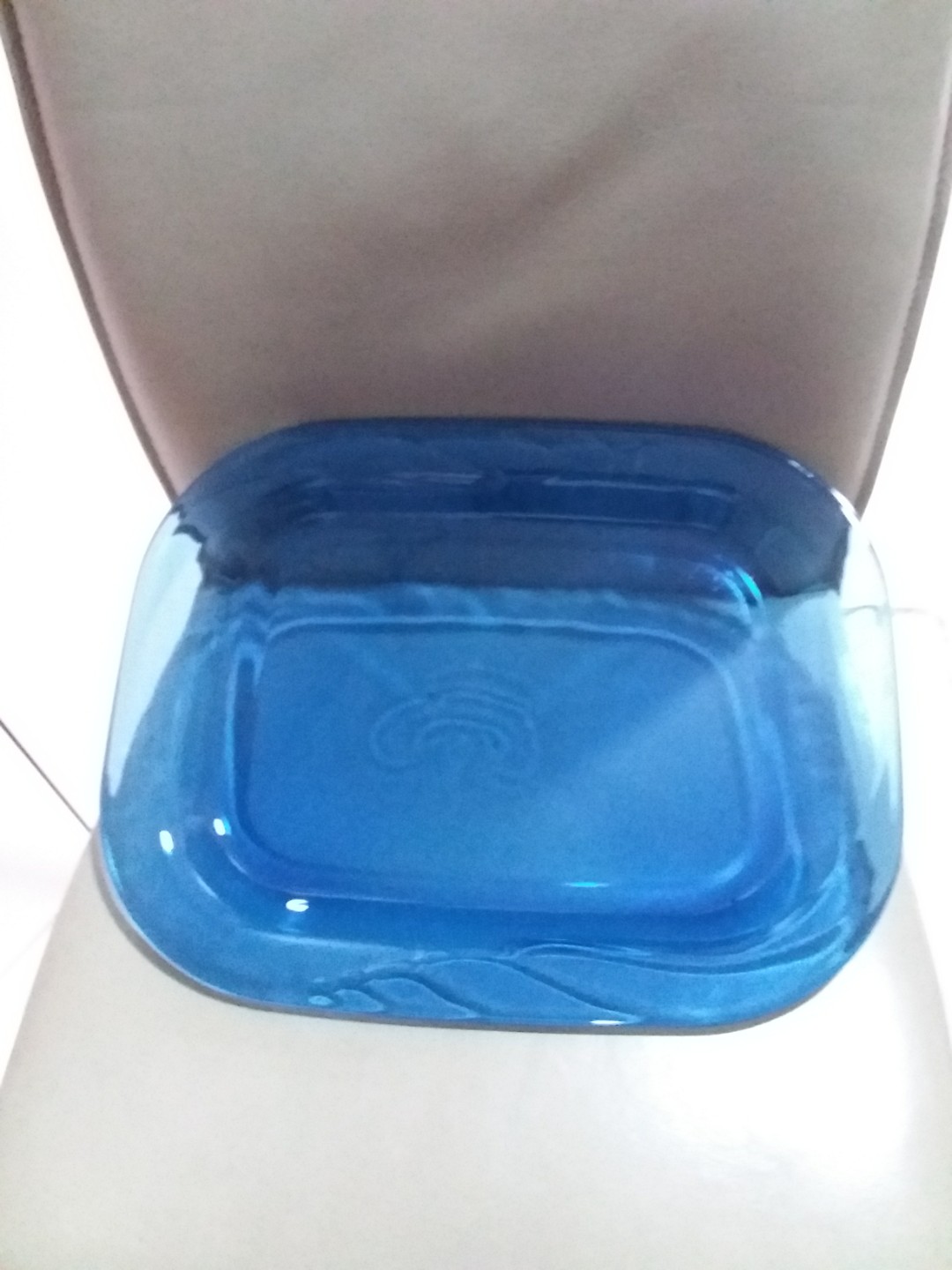 Crystal Blue Glass plate Large, Furniture & Home Living, Kitchenware ...