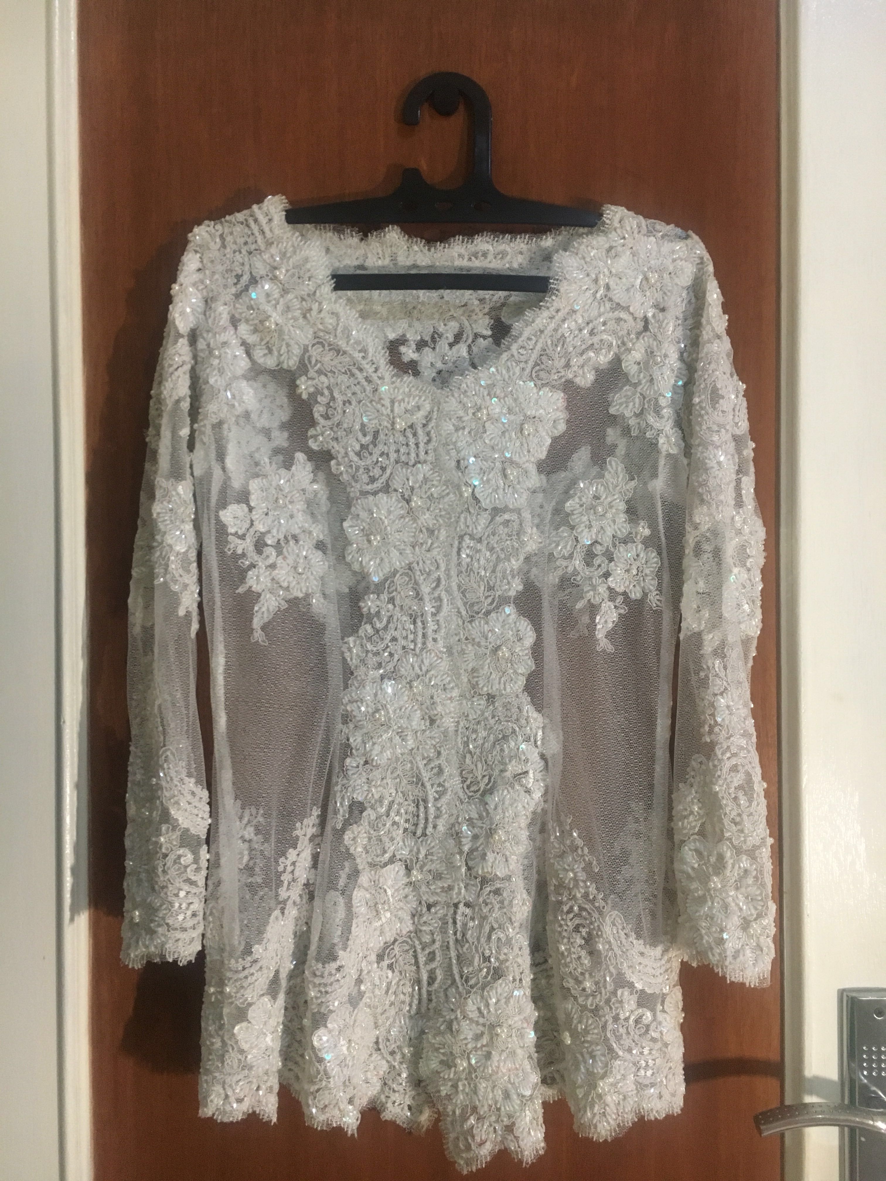 Kebaya Putih Wedding Akad / Pemberkatan full payet, Fesyen Wanita ...