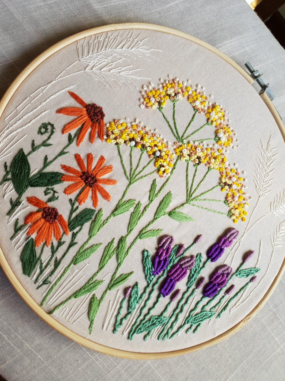 Field of flowers- hand embroidery frame, Design & Craft, Handmade Craft ...