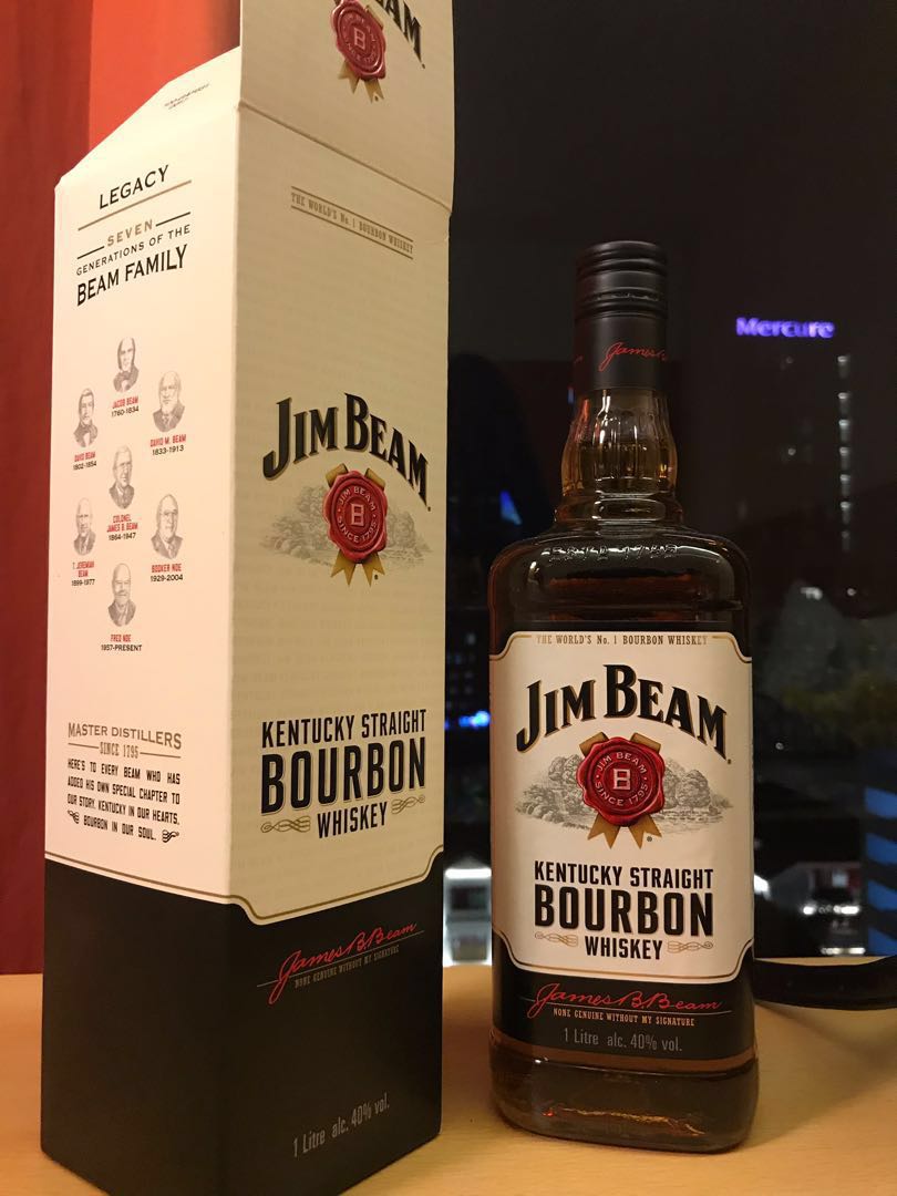 Jim Beam Bourbon Whiskey 1L, Food & Drinks, Alcoholic Beverages on ...