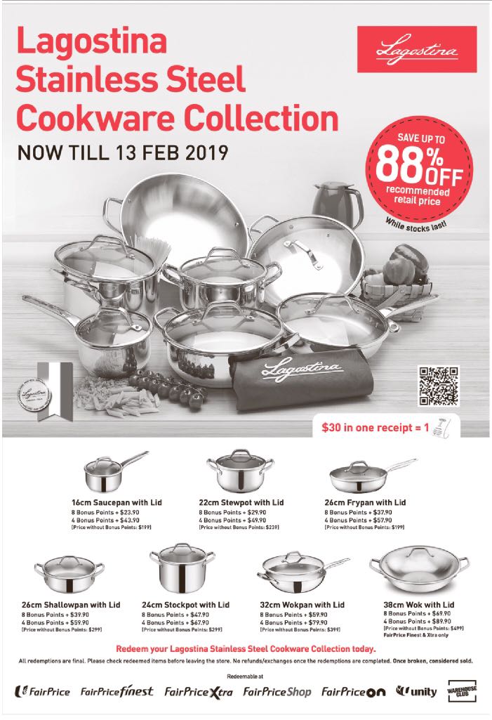 NTUC Bonus Points for Redemption of Lagostina Cookware, Furniture & Home Living, Kitchenware ...