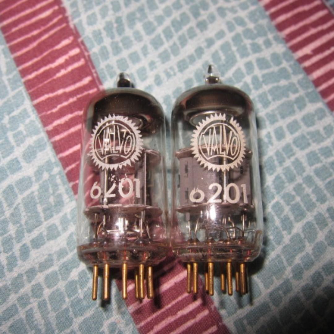 valvo 6201 ecc81 12at7 gold pin hamburg factory D code good pair tubes ...