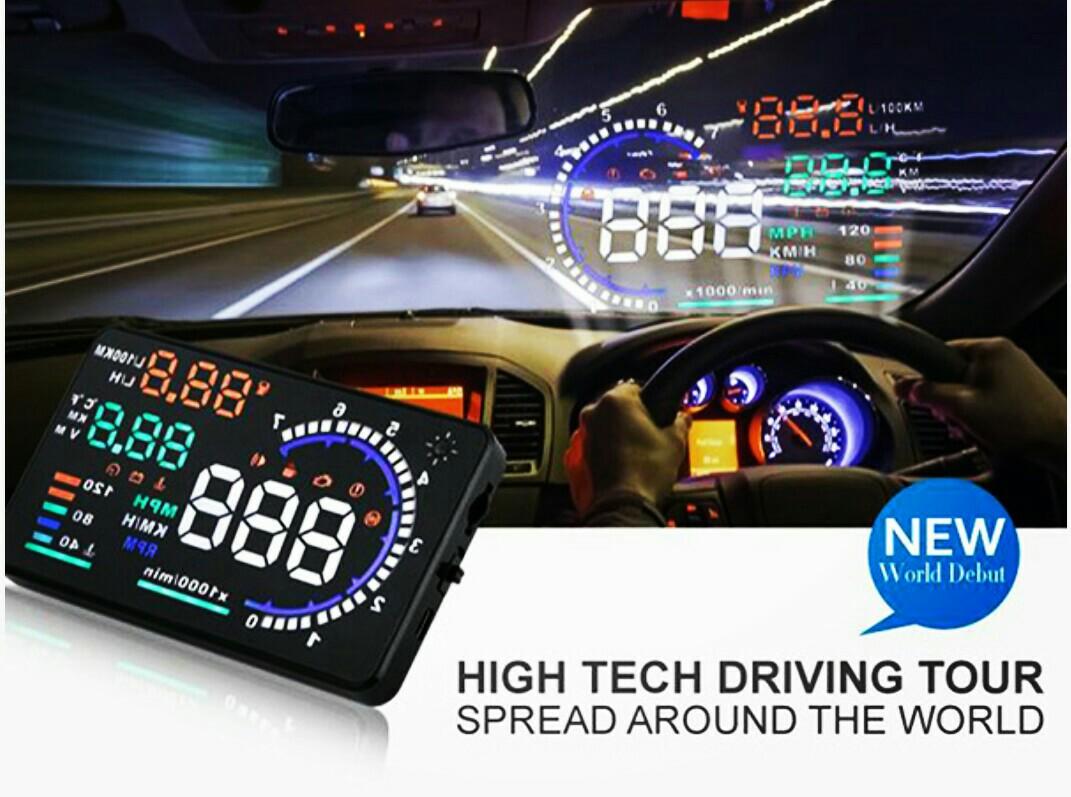 A8 Car HUD Head Up Display OBD II OBD2 Auto Gauge 5.5" Dash Screen ...