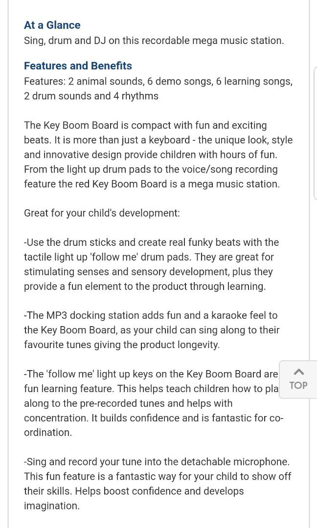 ELC Key Boom Board Piano/ Keyboard for Toddlers/ Children/ Kids, Babies ...