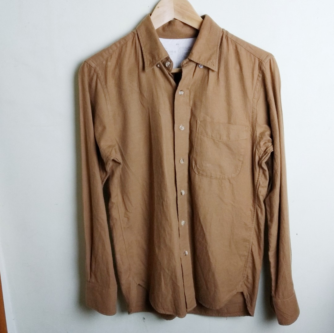 Muji Brown shirt, Men's Fashion, Tops & Sets, Formal Shirts on Carousell