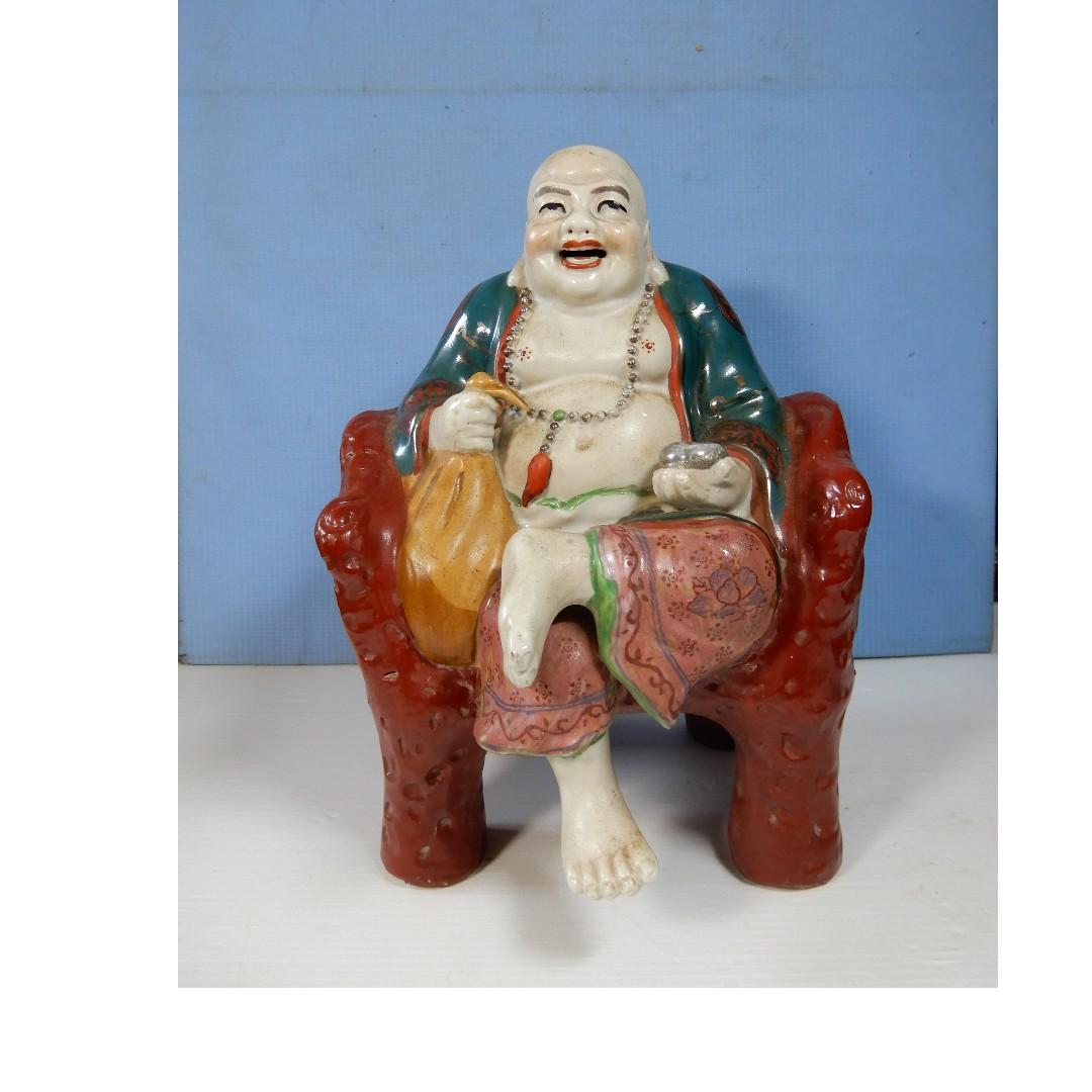 Rare vintage Jingdezhen porcelain Buddha sitting on chair circa 1960s ...