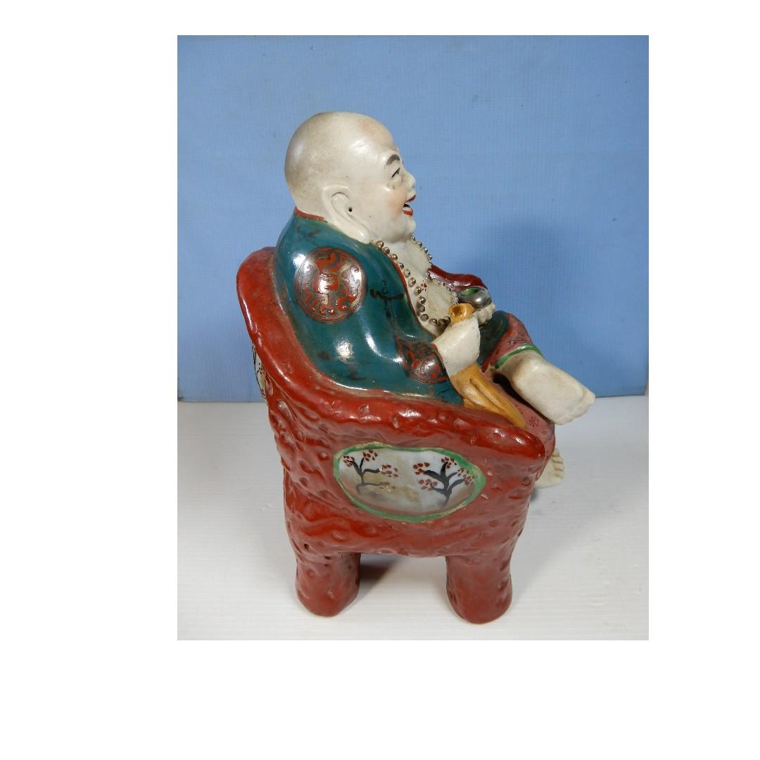 Rare vintage Jingdezhen porcelain Buddha sitting on chair circa 1960s ...