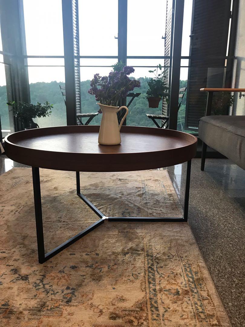 Barrier walnut round table, Furniture & Home Living, Furniture, Tables ...