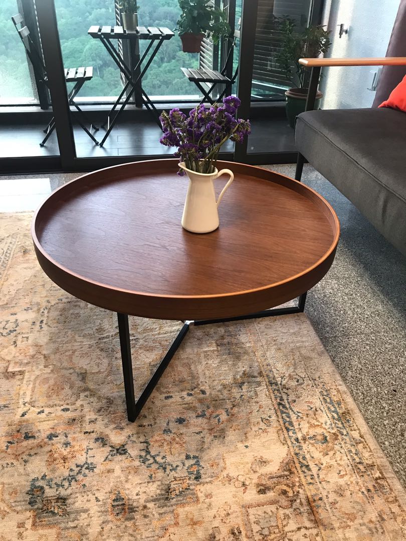 Barrier walnut round table, Furniture & Home Living, Furniture, Tables ...