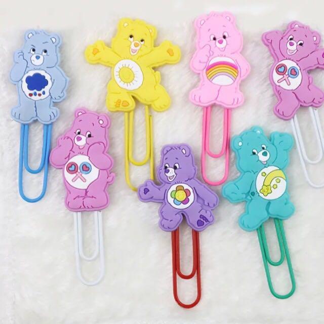 Cute carebear paper clips / magnets / pens / bookmarks / jibbitz crocs ...