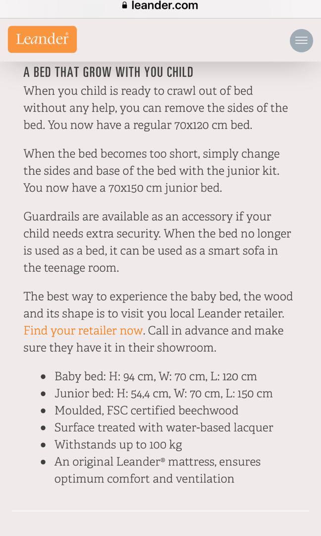 Leander baby cot, Babies & Kids, Baby Nursery & Kids Furniture, Cots ...