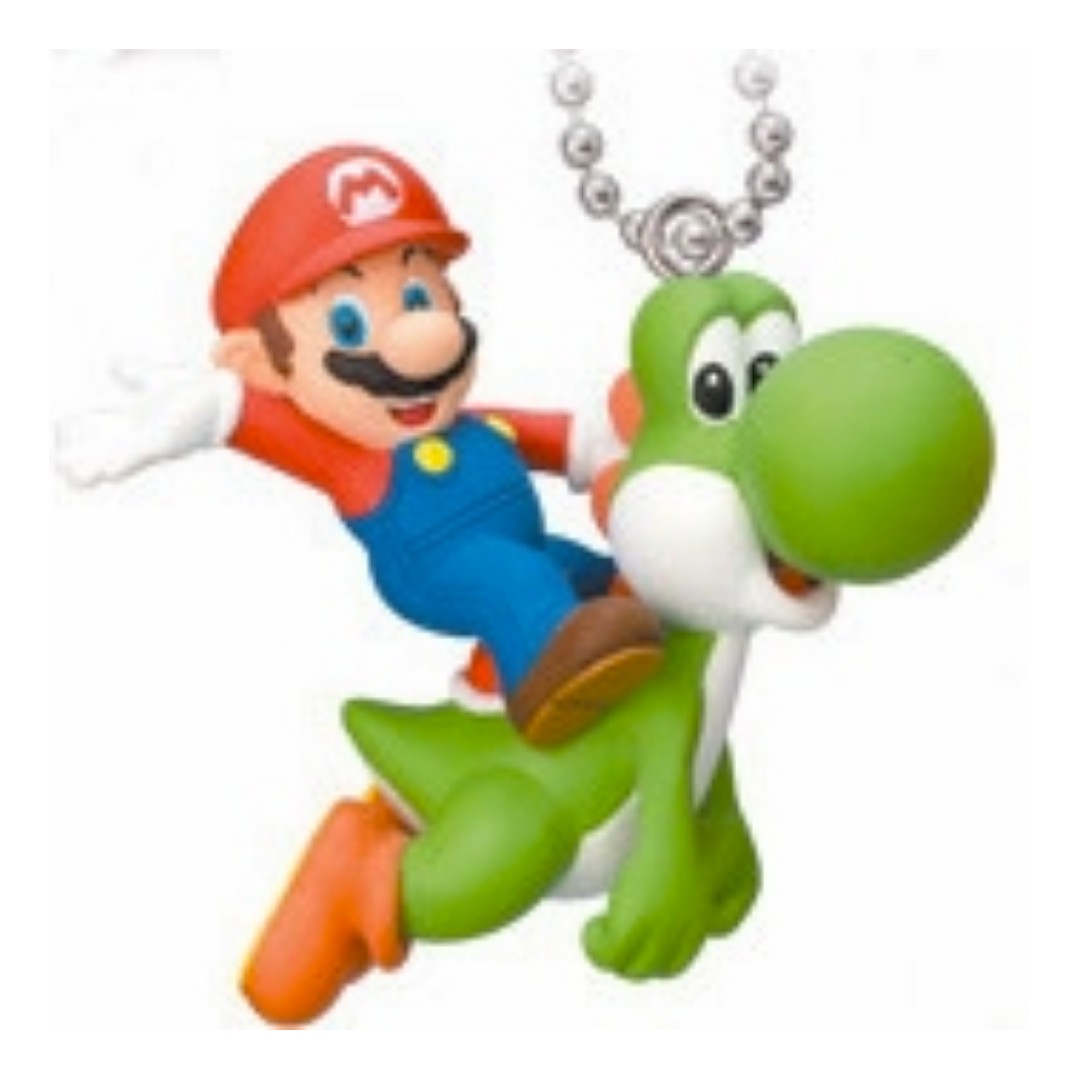 Mario and Green Yoshi Figure Keychain - Super Mario Bros. Wii by Takara ...