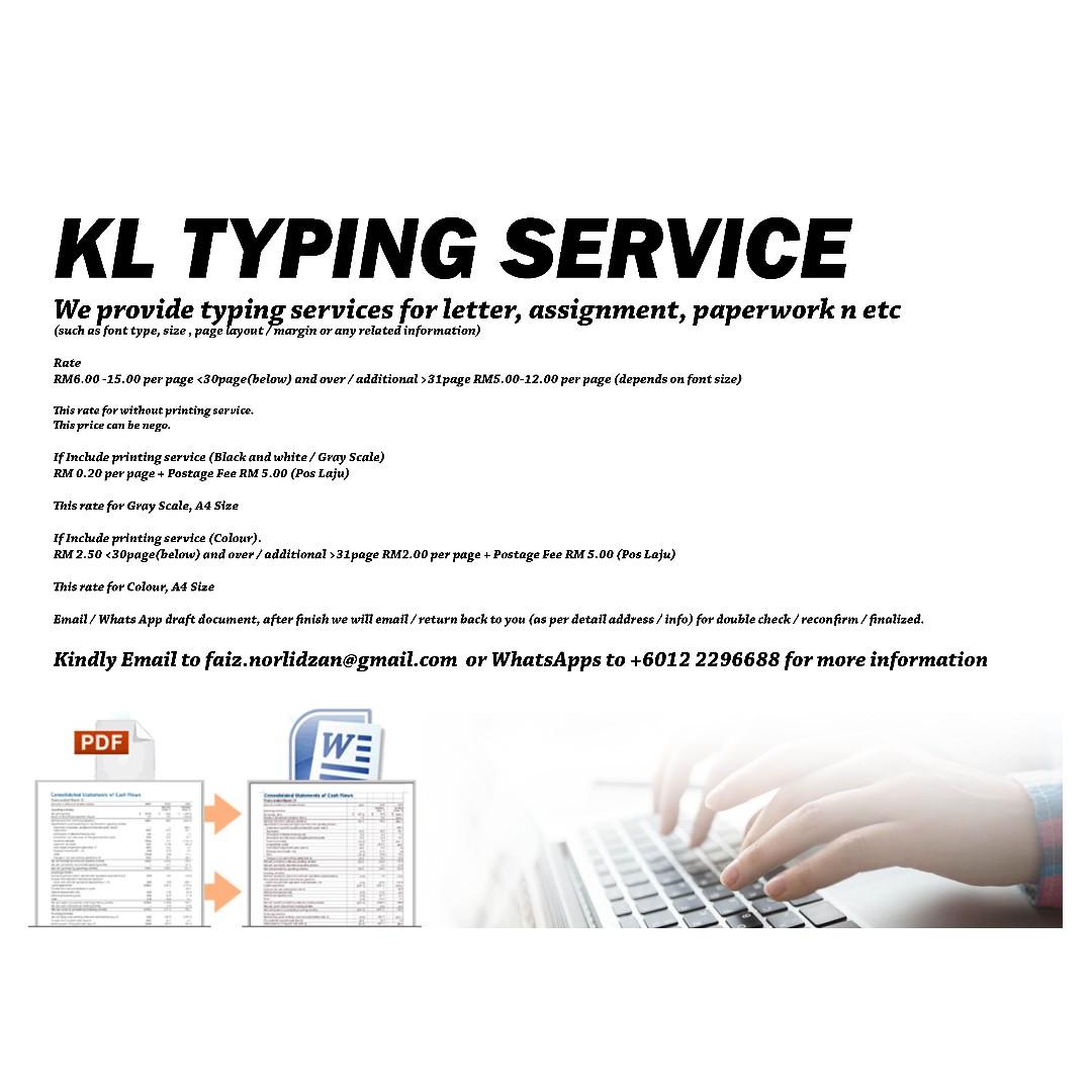 Typing & Printing Service, Services, Home Services, Others on Carousell