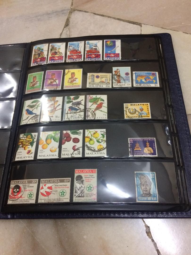 Free stamp album with Malaysia used stamps set, Hobbies & Toys ...