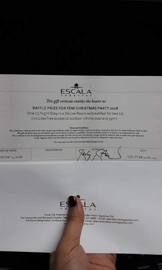 GIFT CERTIFICATE AT ESCALA TAGAYTAY, Tickets & Vouchers, Store Credits ...