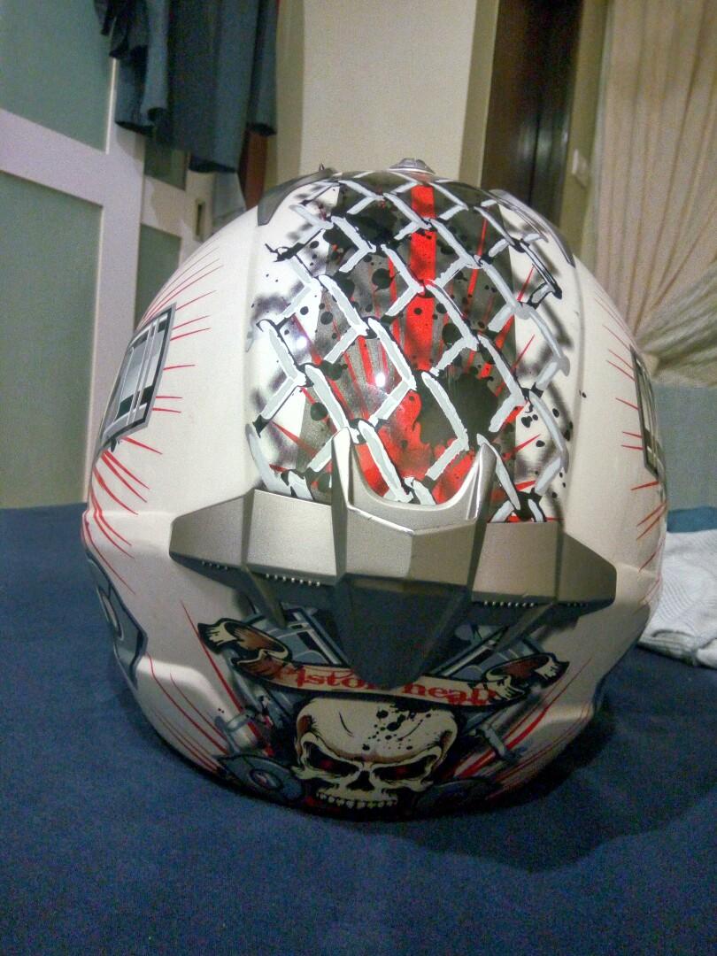 LS2 PISTON SKULL scrambler supermoto Helmet, Motorbikes on Carousell