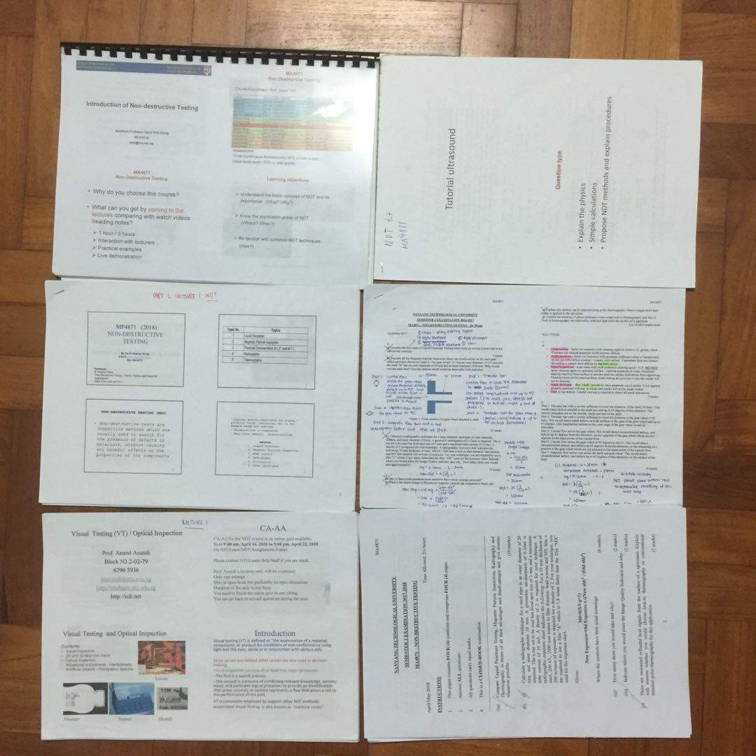 MA4871 Non-destructive Testing Lecture notes, ultrasound tutorial, PYP ...