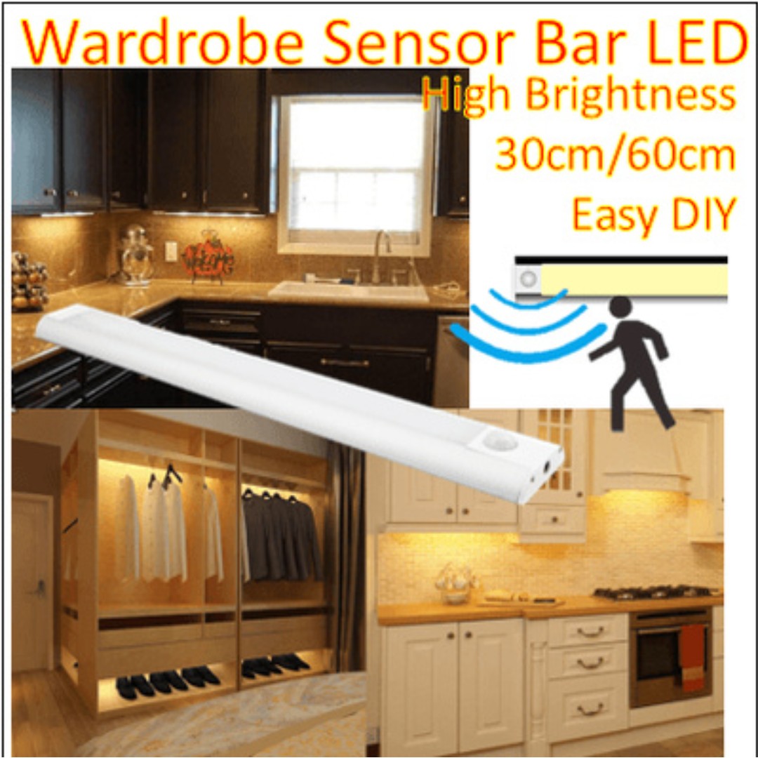 [Motion Sensor] DIY AC Wardrobe/ Cabinet LED Long bar light, Furniture ...
