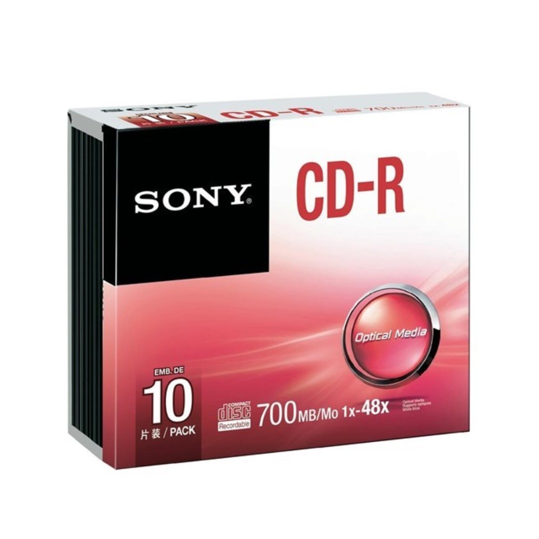 Sony CD-R Blank Disc 10pcs With Slim Case 700MB Recording Media, TV ...