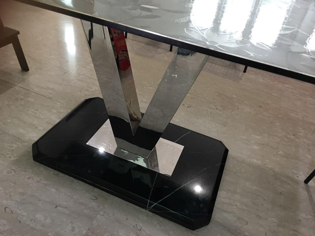 Tempered Glass Dining Table to bless, Furniture & Home Living ...