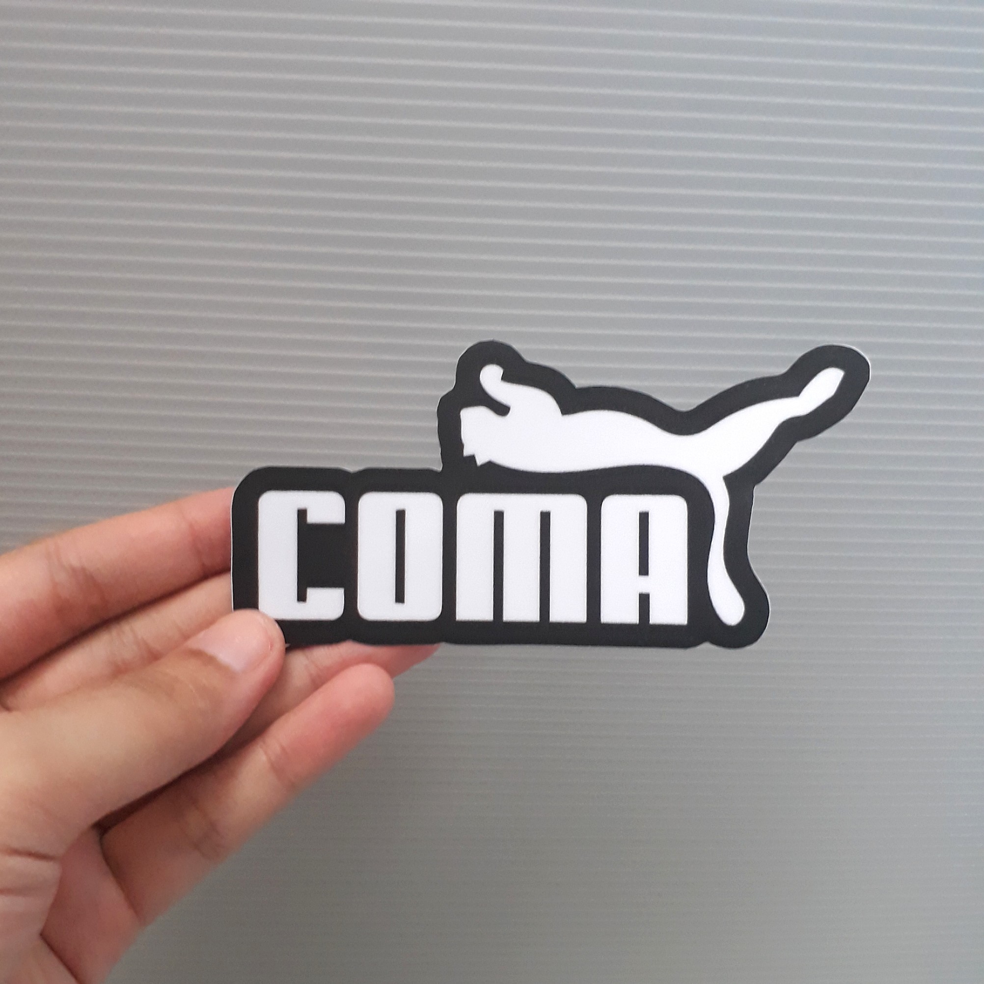 COMA (Puma parody) vinyl sticker, Design & Craft, Art & Prints on Carousell